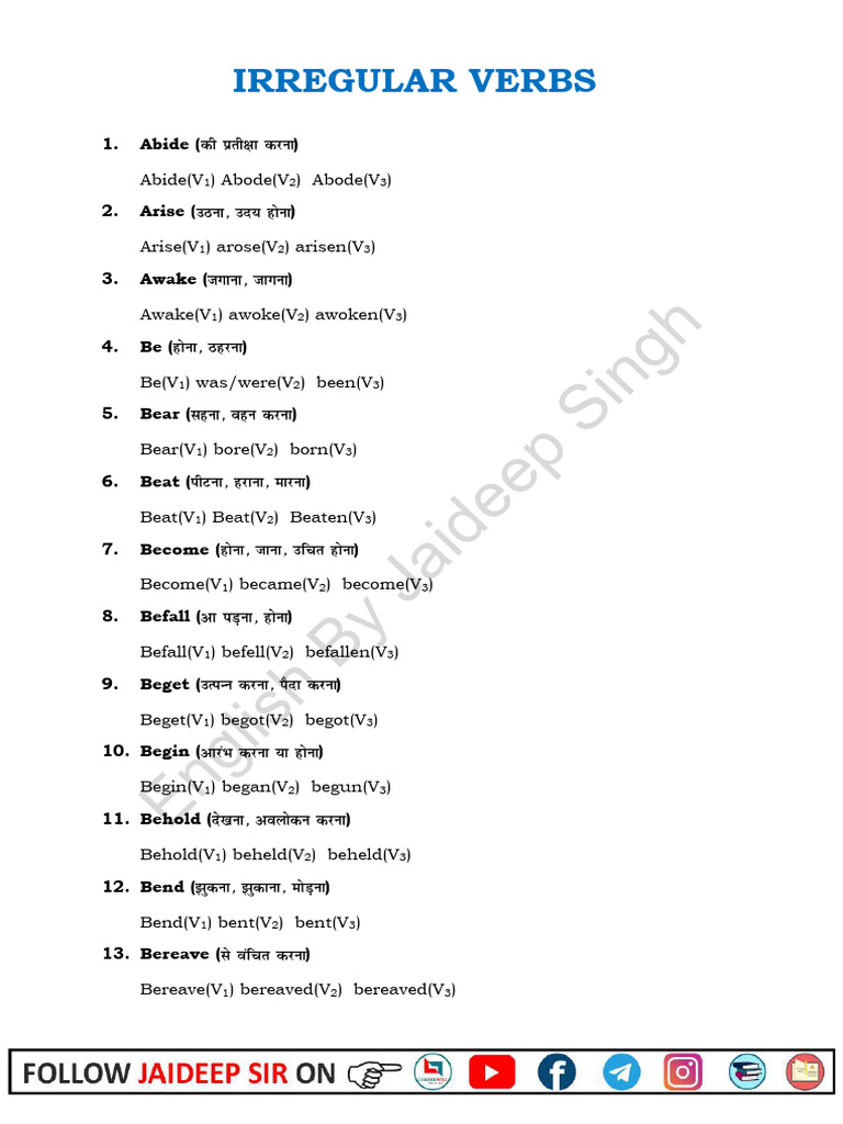 304571irregular Verb Crwill | PDF