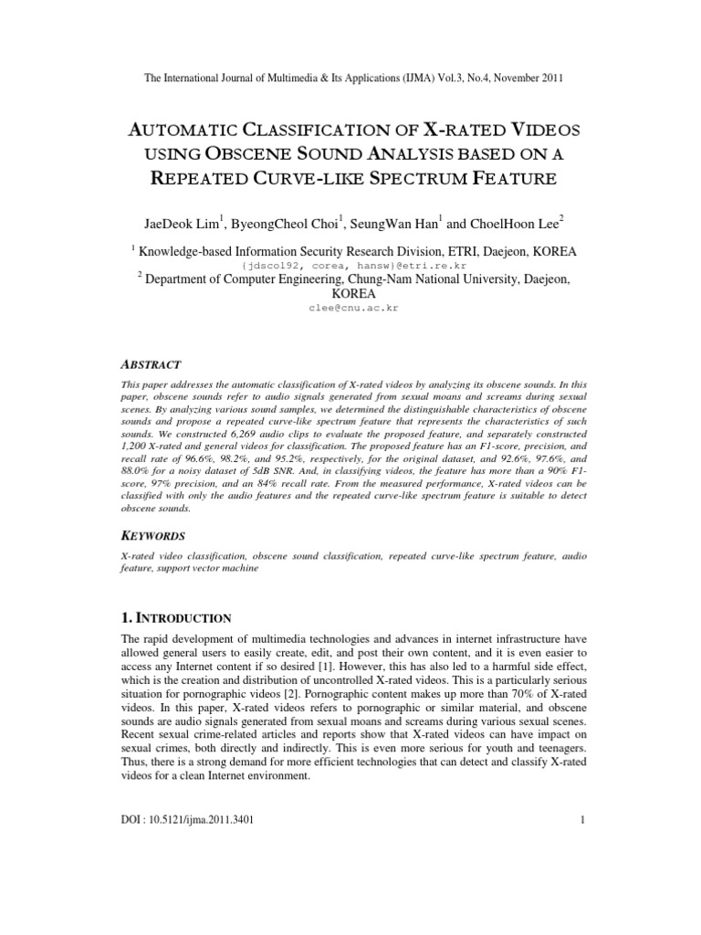 Automatic Classification of X-Rated Videos Using Obscene Sound Analysis Based On A Repeated ...