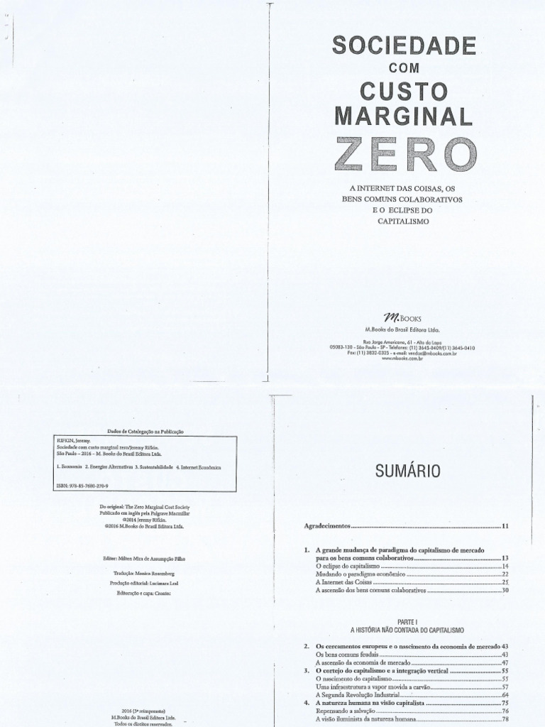 RIFKIN Sociedade Com Custo Marginal Zero. Parte 2 | PDF