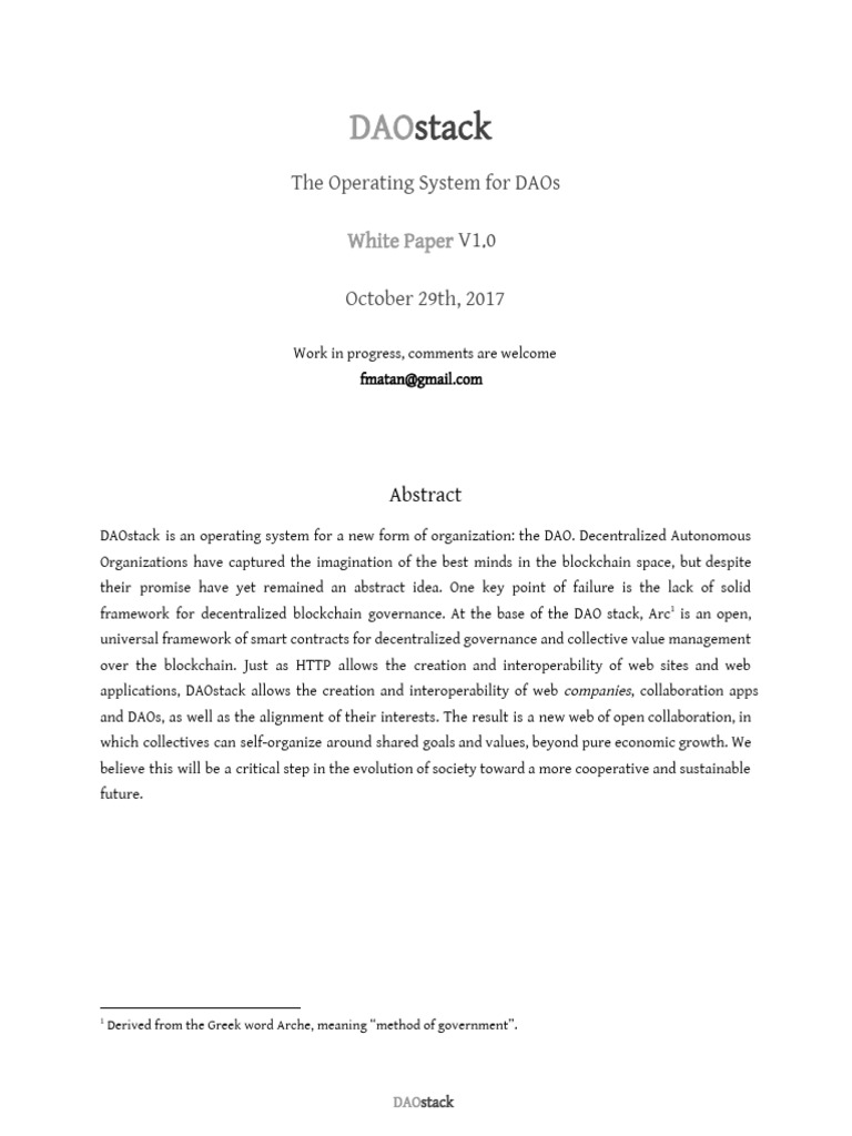 DAOstack White Paper V1.0 | PDF | Cryptocurrency | Databases
