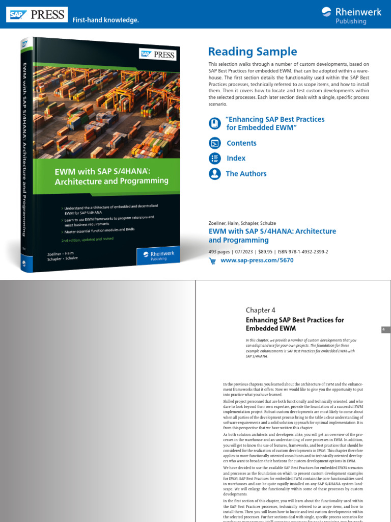 Reading Sample Sap Press Ewm With Sap S4hana | PDF | Warehouse | Logistics