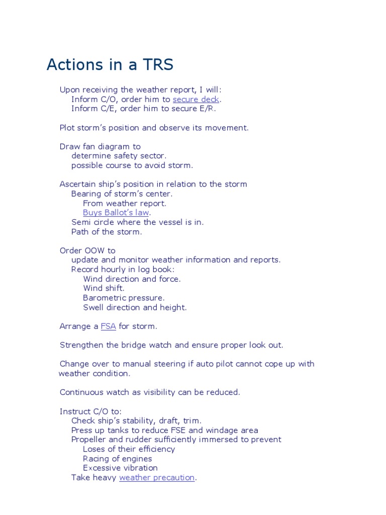 TRS Storm Avoidance Procedures | PDF | Weather Forecasting | Storms
