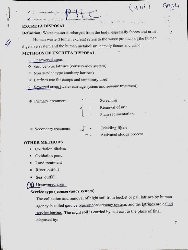 PHC (Excreta Disposal) Mrs Edu | PDF