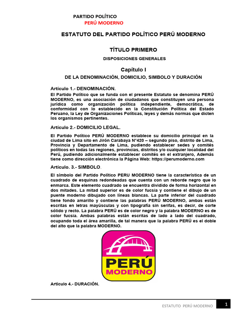 Estatuto - Actualizado - Peru Moderno | PDF | Comisión Europea | Perú
