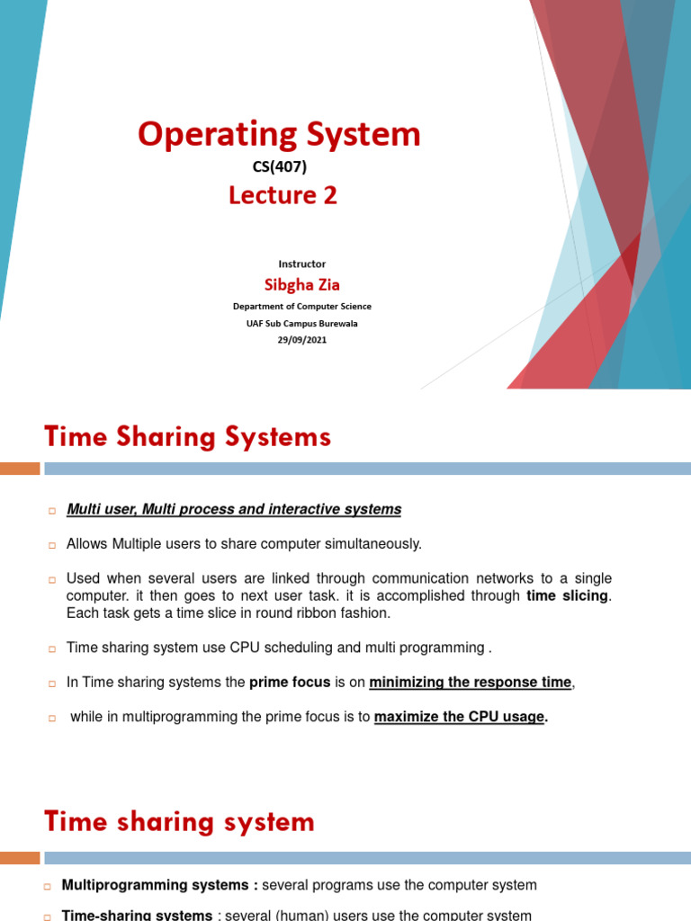 2nd Lecture OS | PDF | Operating System | Process (Computing)
