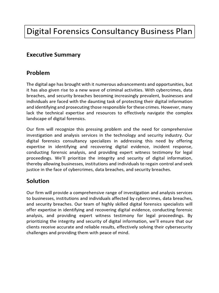Digital Forensics Consultancy Business Model Research | PDF | Computer ...