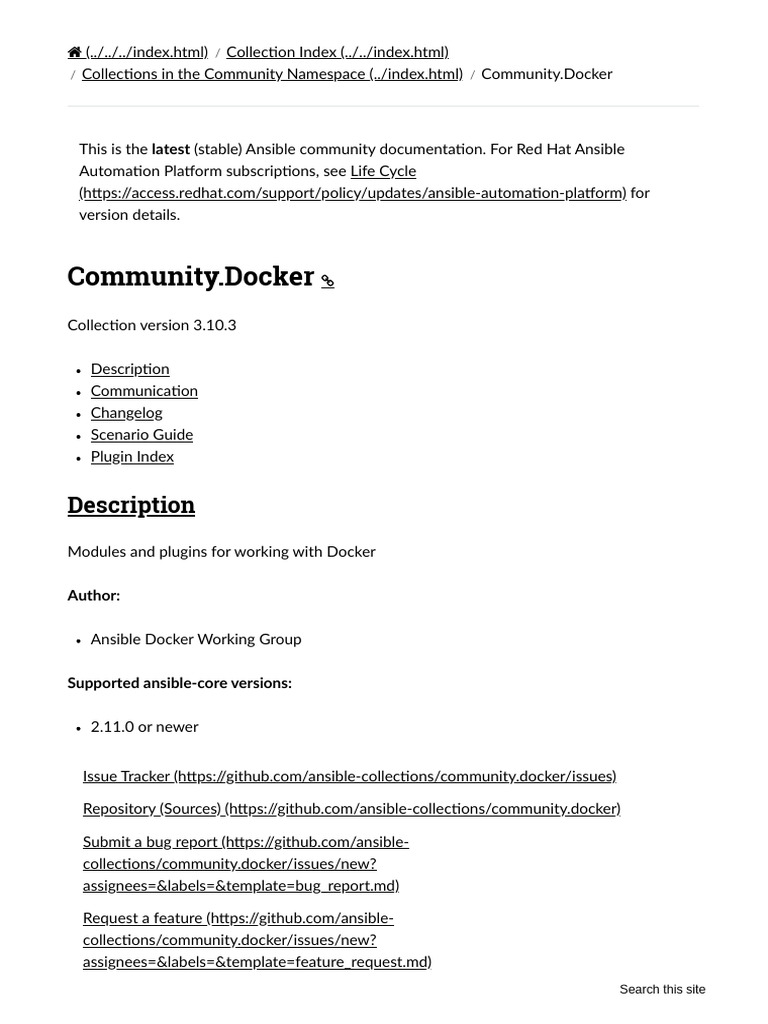 Community Docker Ansible Community Documentation Pdf Computer