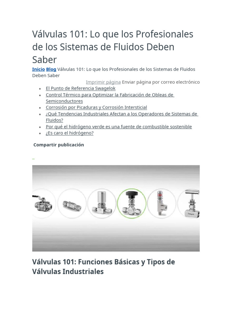 Válvulas 101 | Descargar gratis PDF | Válvula | Presión