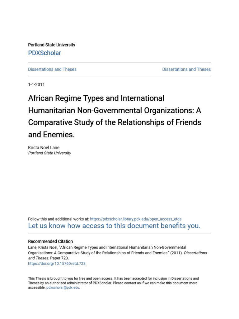 African Regime Types and International Humanitarian Non-Governmen | PDF ...