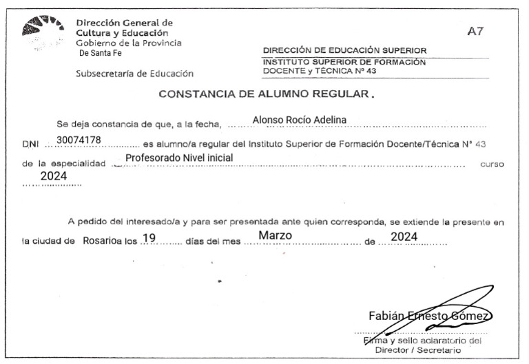 Constancia de Alumno Regular | PDF