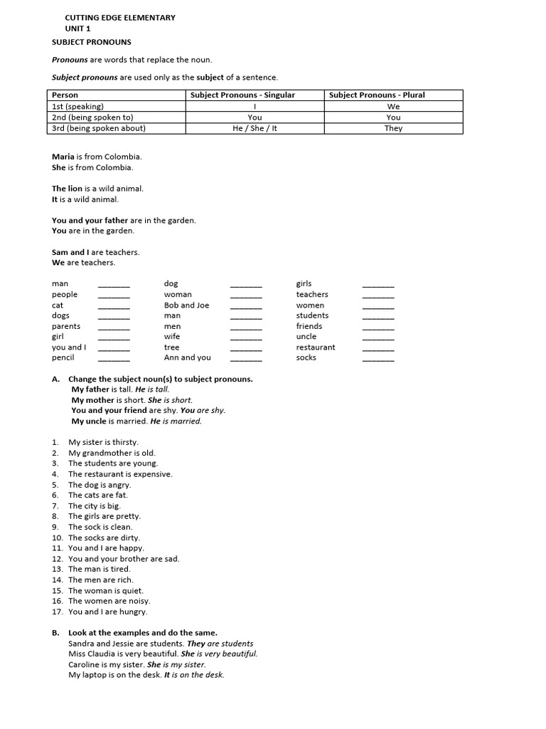 Unit 1 | PDF | Pronoun | Grammatical Number