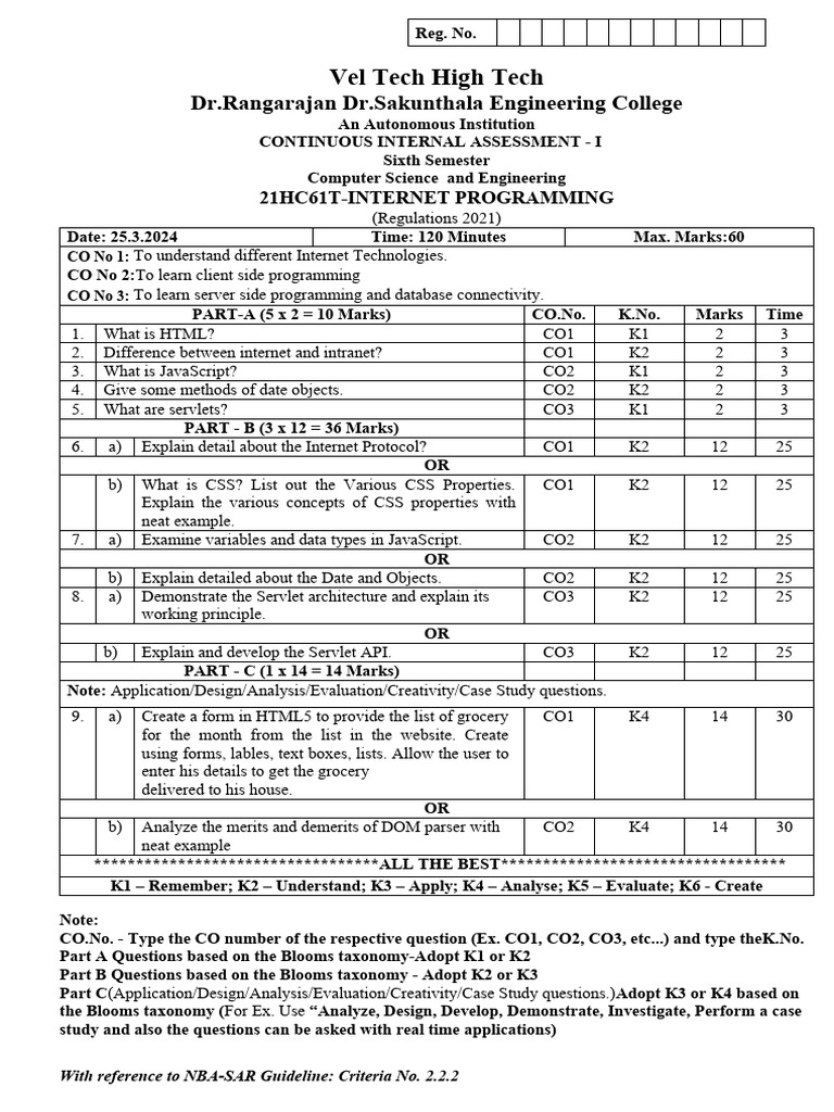 Ip CIA 1 Qp-Set 1 | PDF | Internet | Java Script