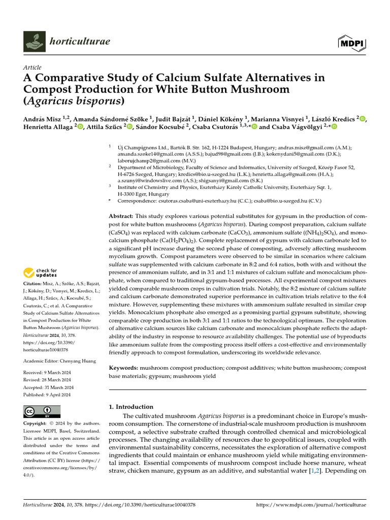 A Comparative Study of Calcium Sulfate Alternative | PDF | Compost | Acid