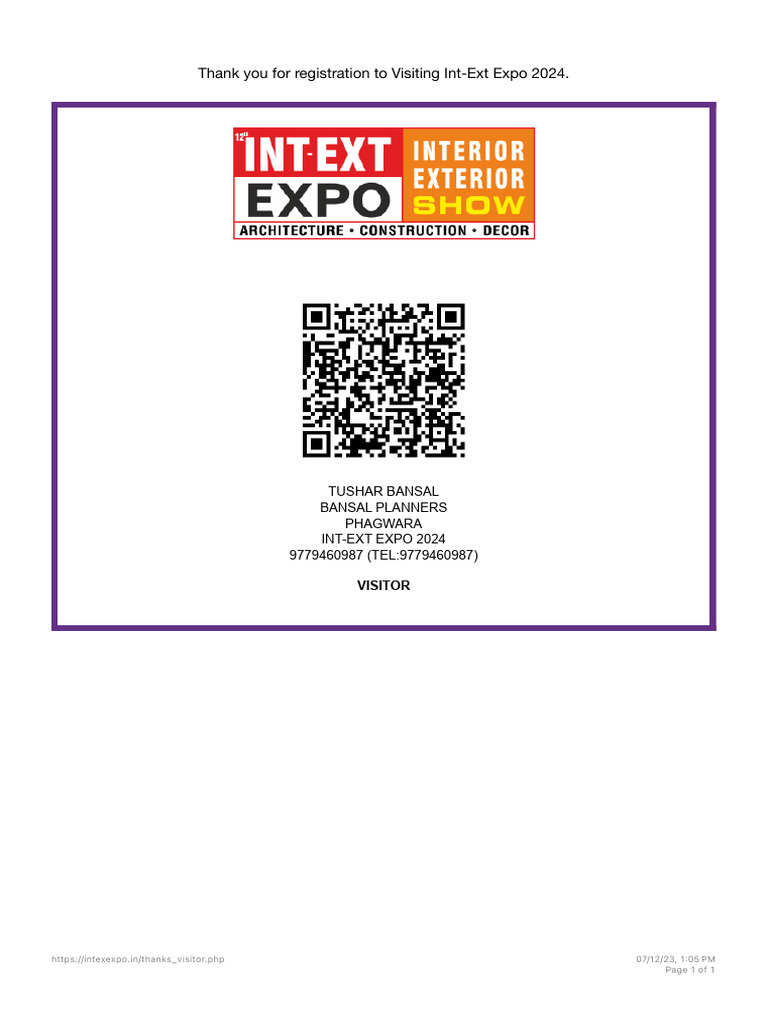 Visiting Int-Ext Expo Registration | PDF