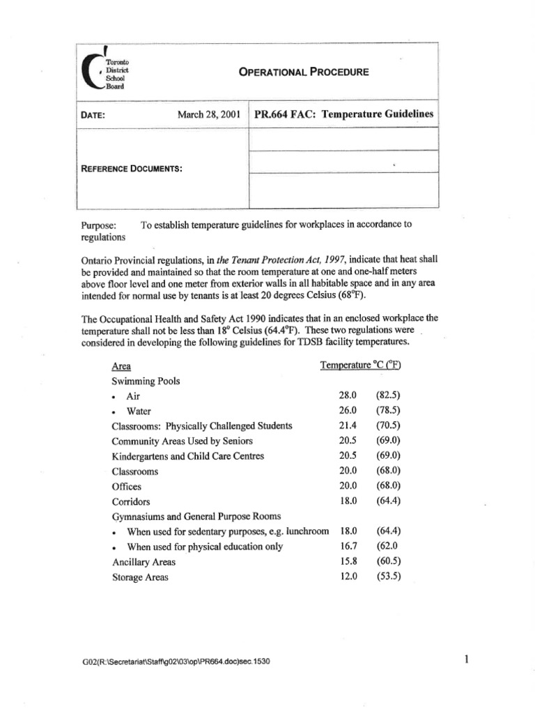 Temperature Guidelines | PDF