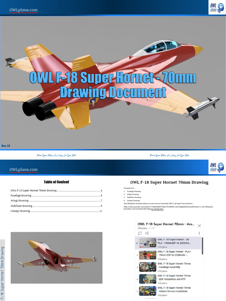 OWLplane - 2. OWL F-18 Super Hornet - 70mm - Drawing Document Rev 1.0 | PDF | Mc Donnell Douglas ...