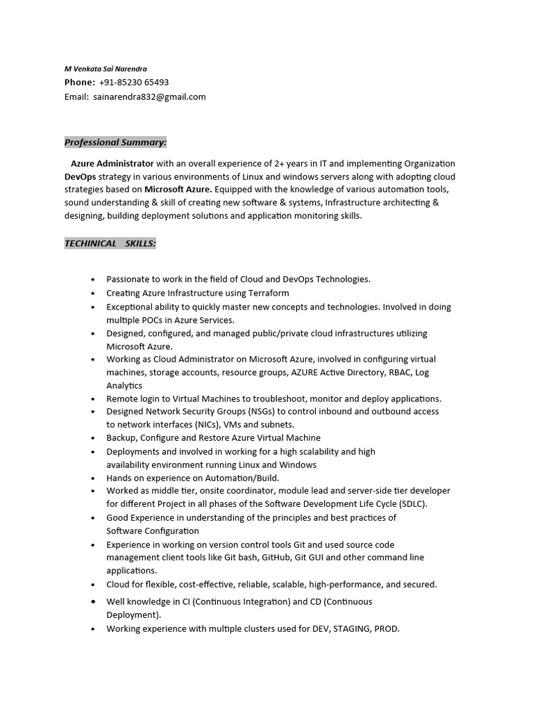 Narendra - Cloud Admin | PDF | Microsoft Azure | Cloud Computing