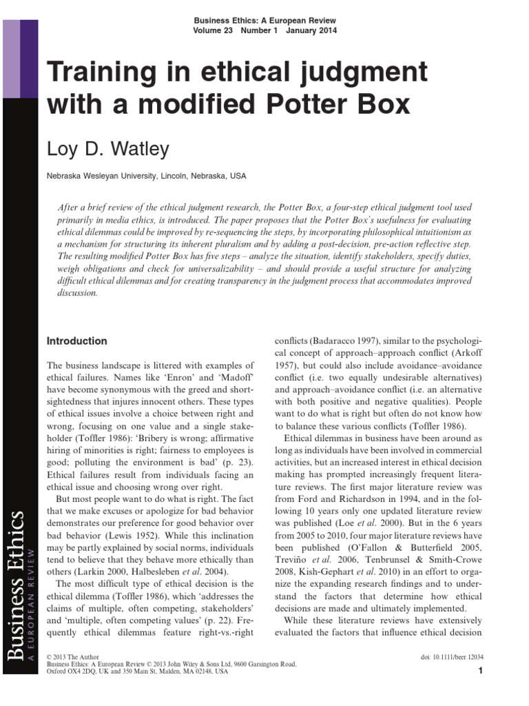 Modified Potter Box for Ethics | PDF | Justice | Crime & Violence