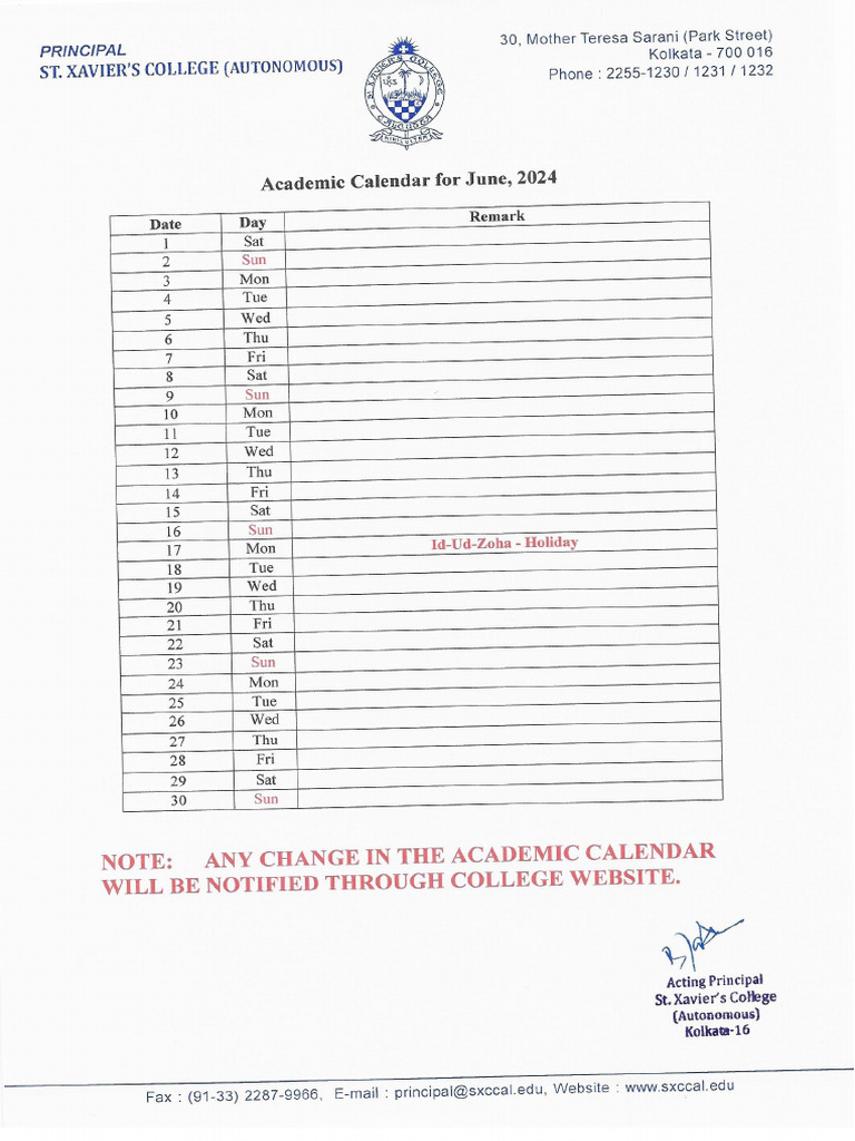 Academic Calendar Feb To July, 2024-5 | PDF