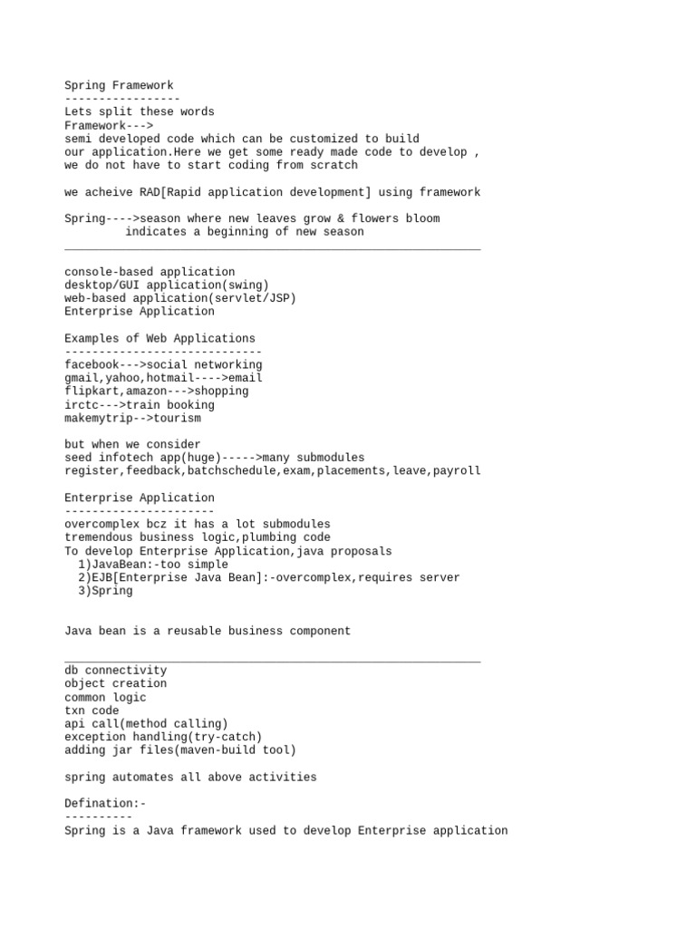 Spring Pdf Spring Framework Object Oriented Programming