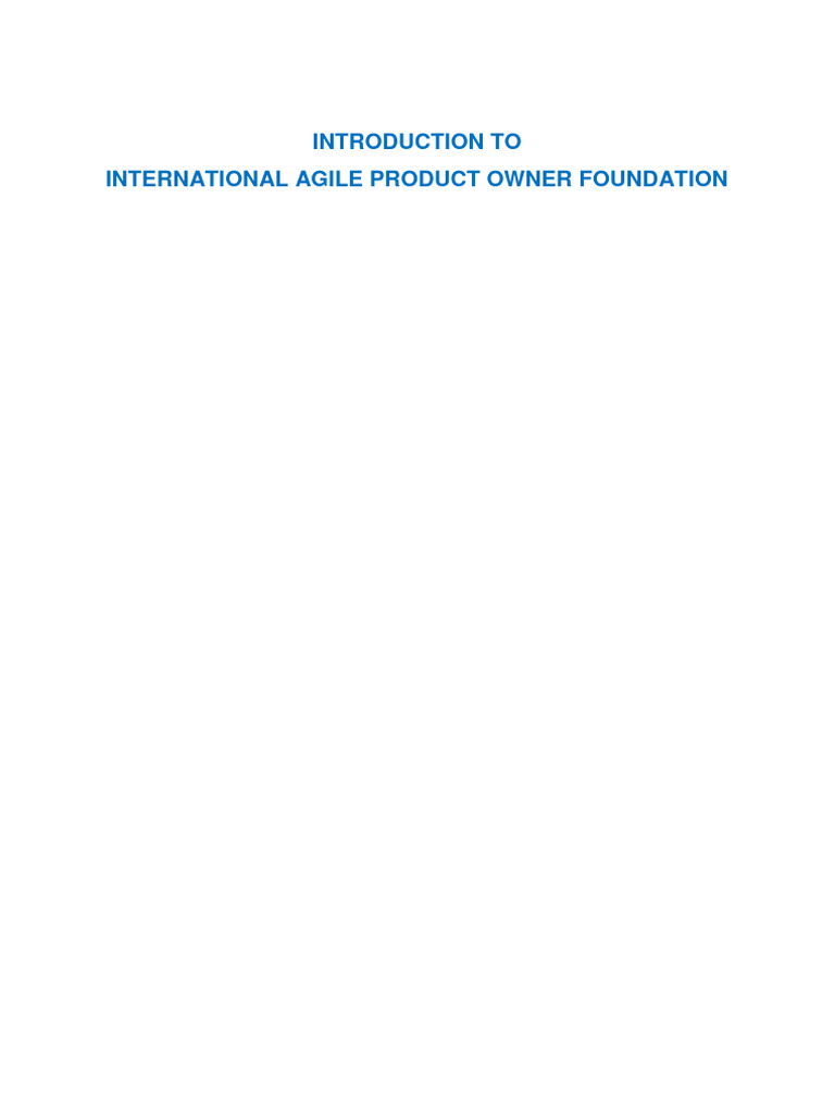 International Agile Product Owner Foundation - Study Guide | PDF ...