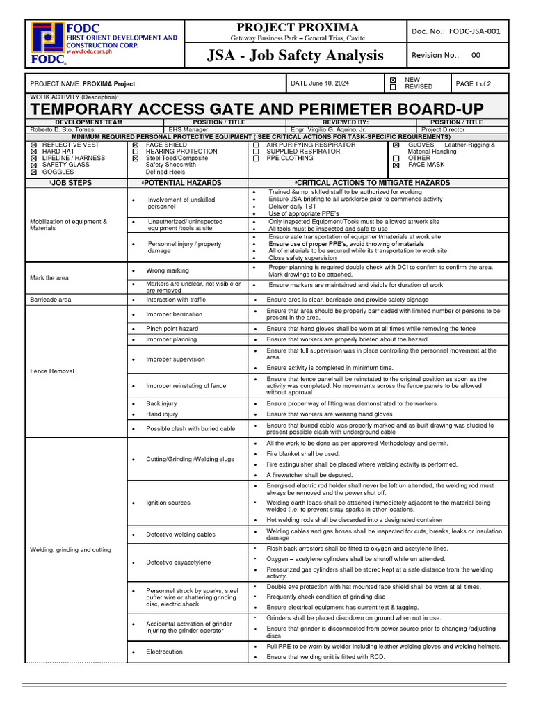 Jsa - Temporary Access Gate and Perimeter Board-Up | PDF | Personal ...
