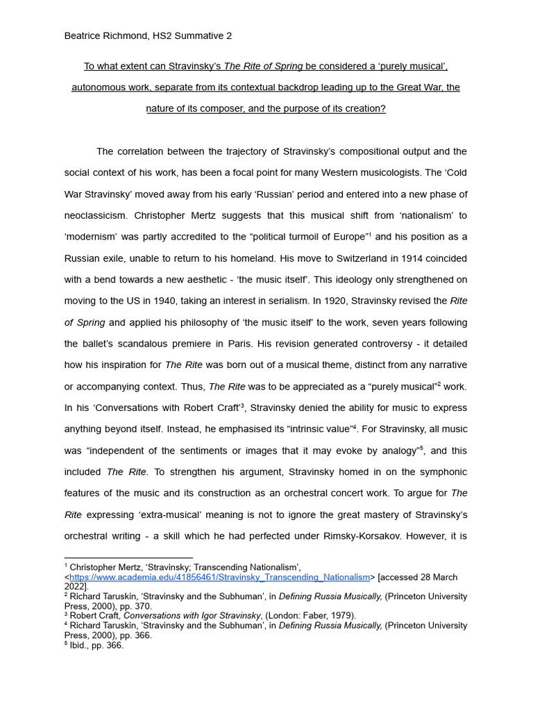 Beatrice Richmond, HS2 Summative 2 | PDF | Performing Arts | Musicology