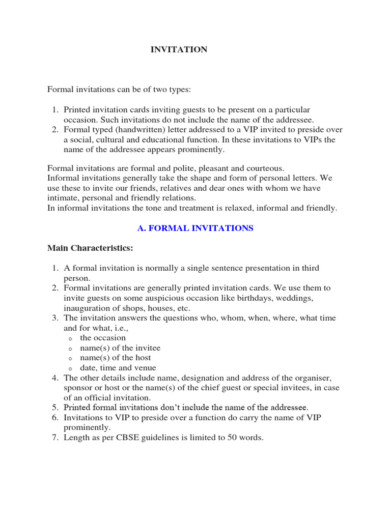 Formal Invitation For Class Xii | PDF