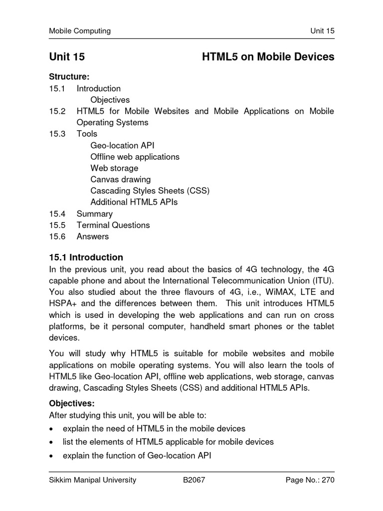 Mobile and Wireless Technologies 15 | PDF | Html5 | World Wide Web