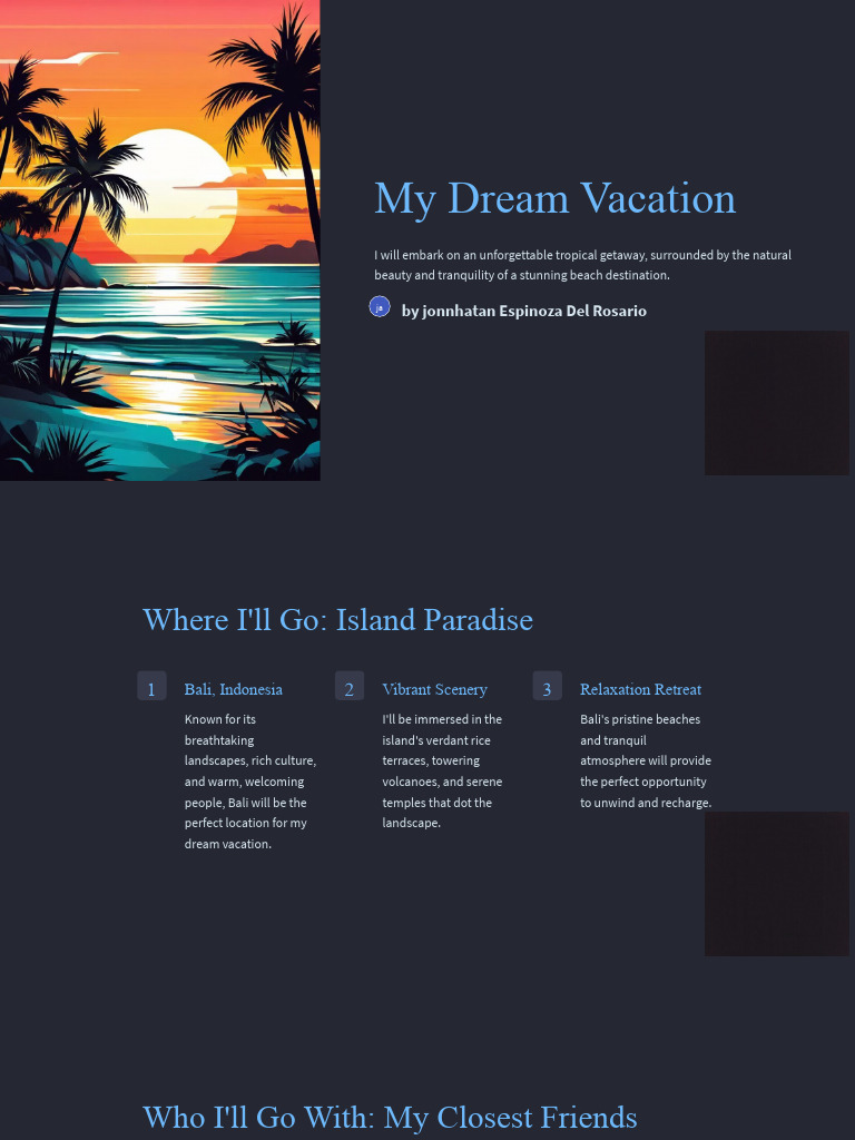 My Dream Vacation | PDF | Bali