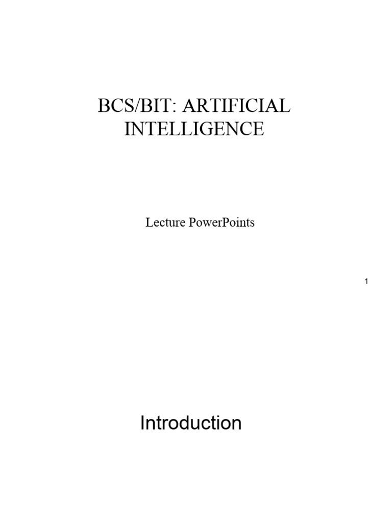 Bcs Lecture1 2023 | PDF | Artificial Intelligence | Intelligence (AI) & Semantics