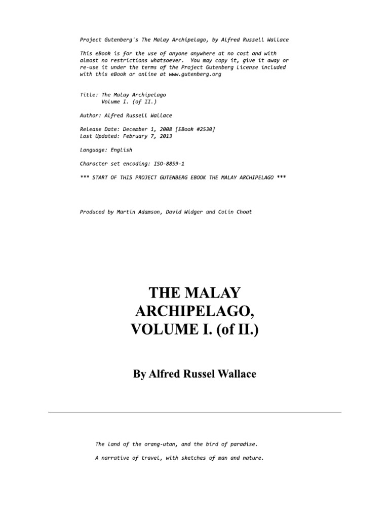 Alfred Russel's Malay Archipelago Reserches. | PDF