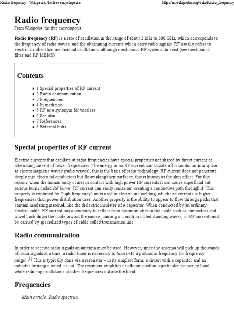 Radio Frequency - Wikipedia, The Free Encyclopedia | PDF | Radio ...