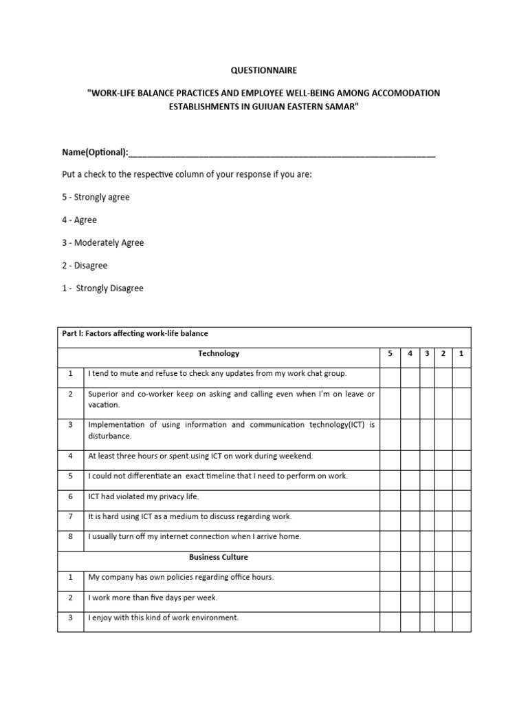 QUESTIONNAIRE-Riobenet Al | PDF | Salary | Well Being