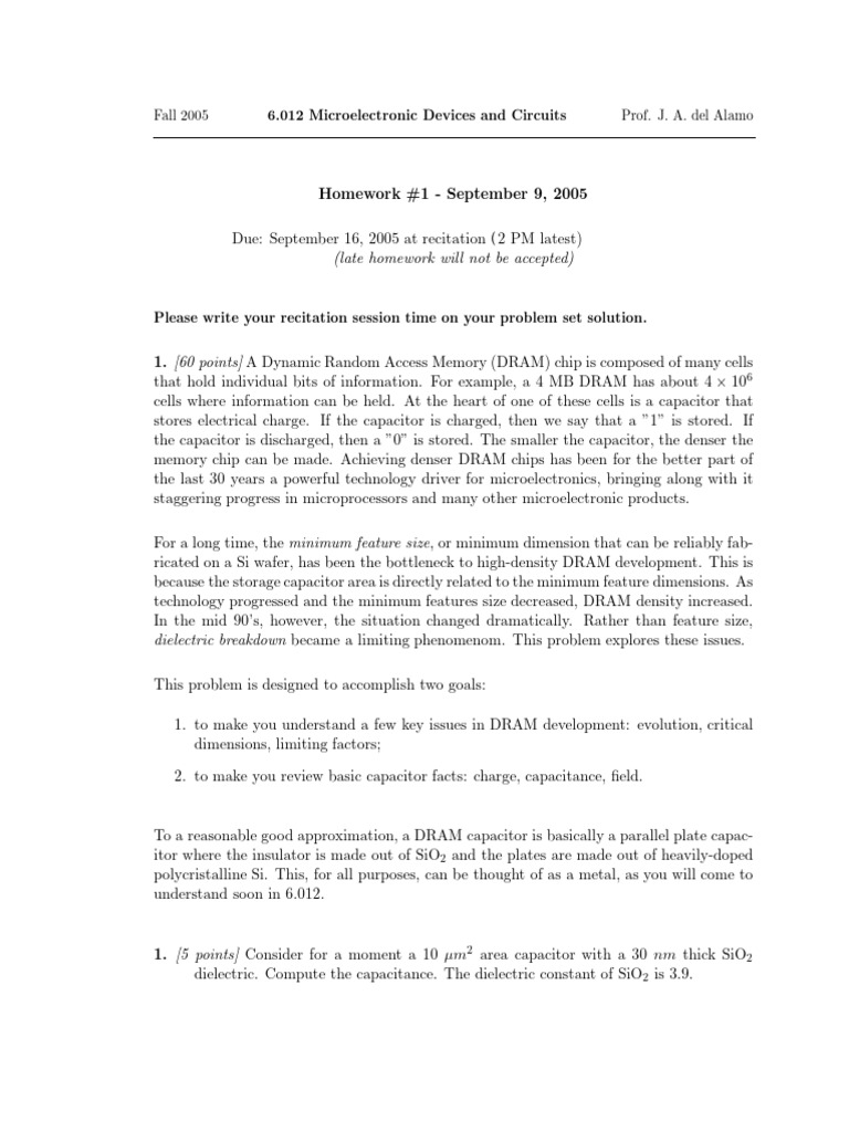 DRAM Development and I-V Diode Analysis | PDF | Capacitor | Dynamic ...