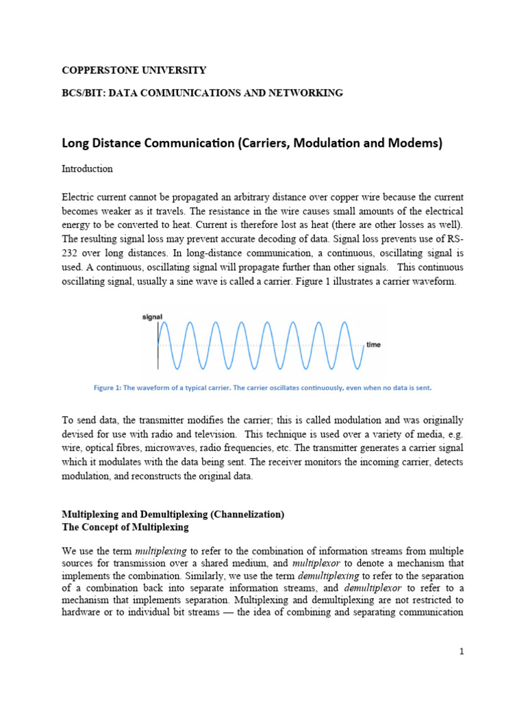 BCS 140 - Lecture 4 Final | PDF | Multiplexing | Modulation