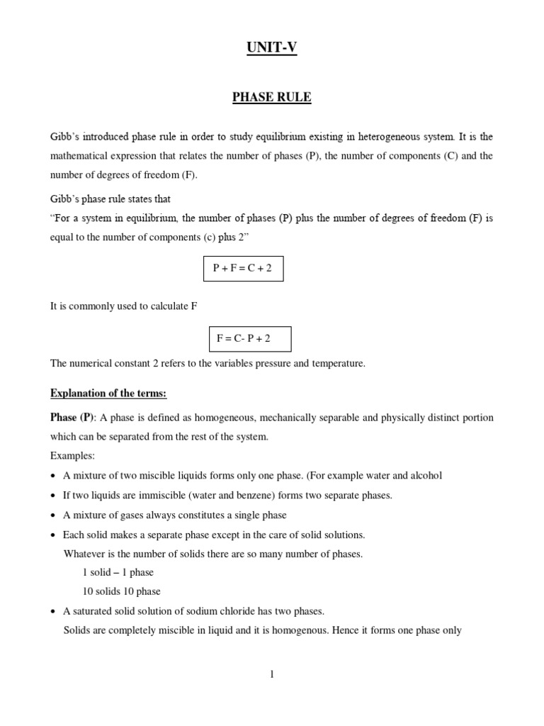Unit 5 - Phase Rule, Water Technology & Analytical - 240610 - 161038 ...