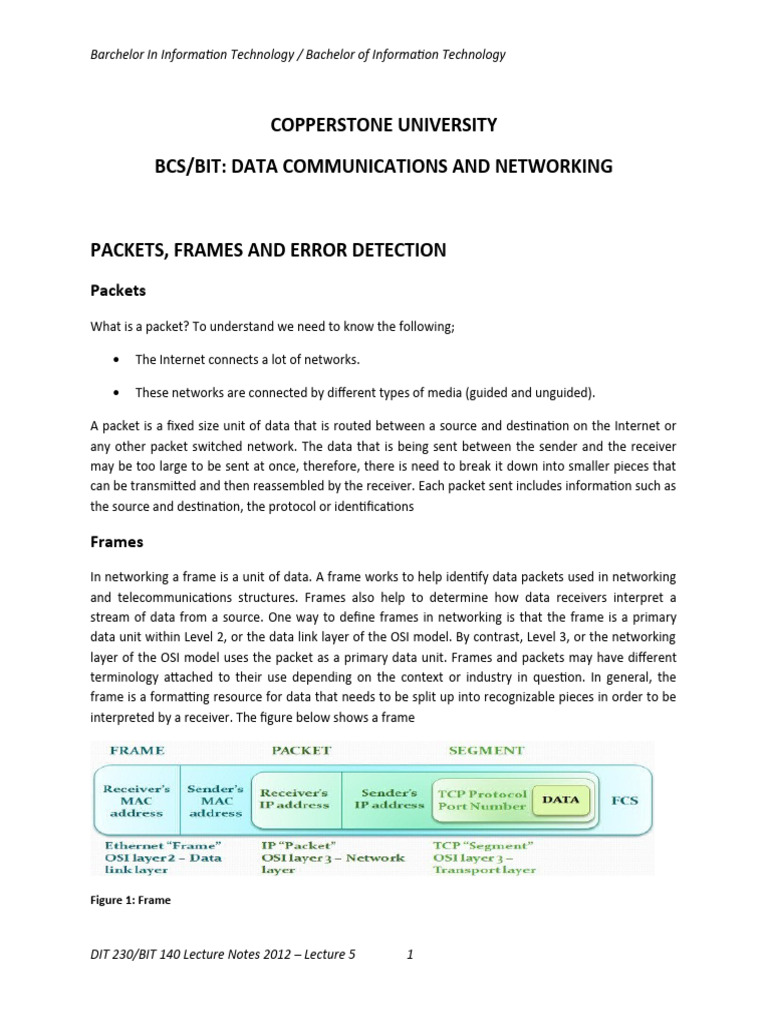 BCS 140 - Lecture 5 Final | PDF | Error Detection And Correction | Multiplexing
