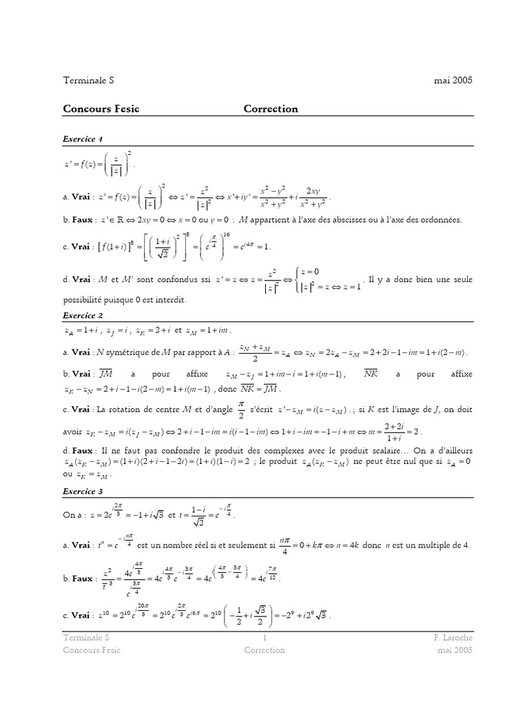 Fesic 2005 Corrige | PDF
