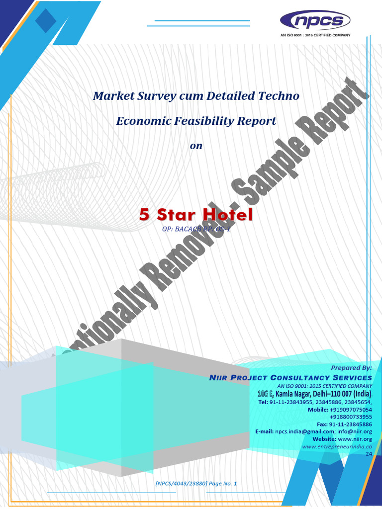 Sample Project Report - 5 Star Hotel | PDF | Equity (Finance) | Expense