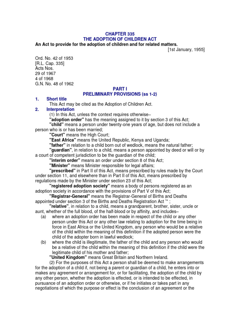 Adoption Act | PDF | Legal Guardian | Justice