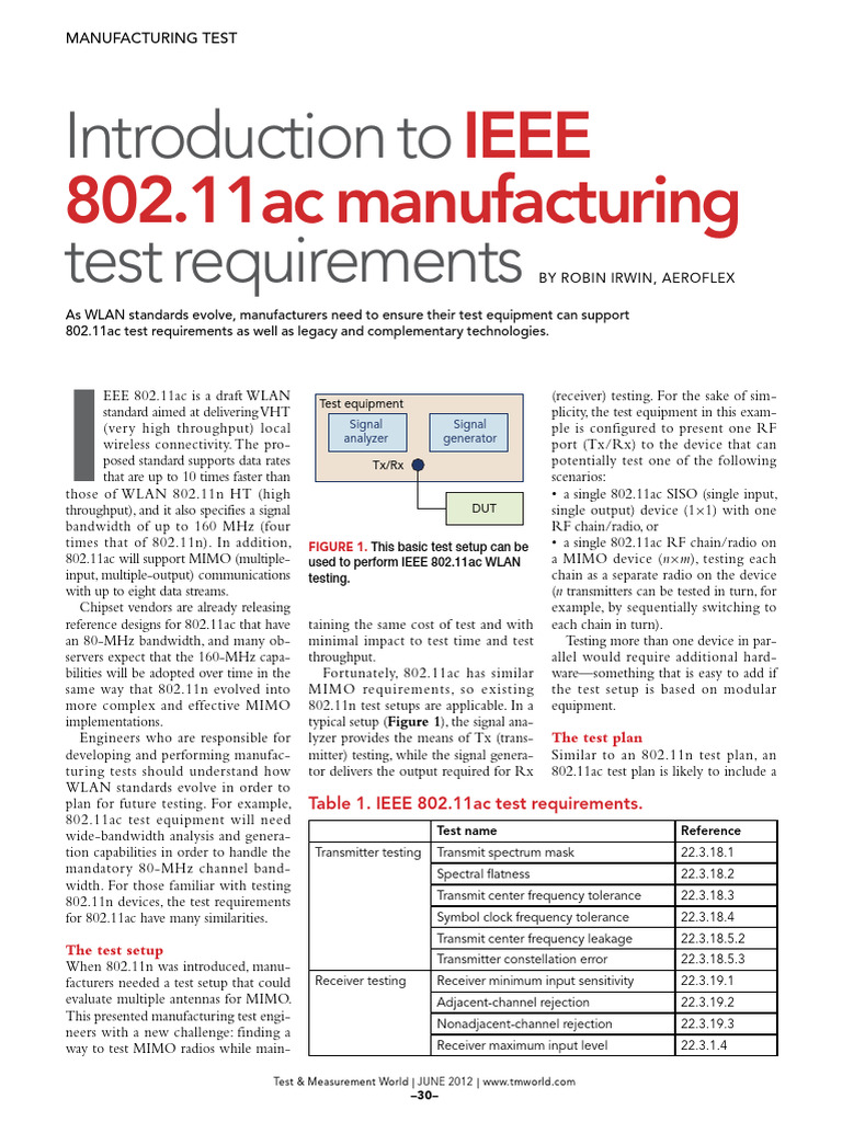 802 11ac Test Requirements | PDF | Ieee 802.11 | Mimo