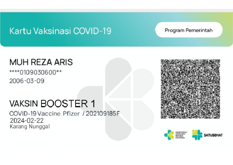 Sertifikat Vaksin Dosis 3 Muh - Reza Aris 892 | PDF