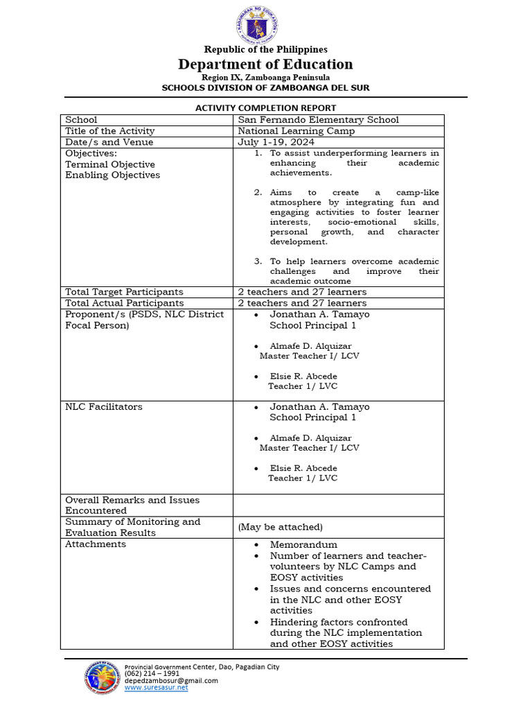 Paradise-ACR-template-for-NLC-Copy | Download Free PDF | Teachers ...