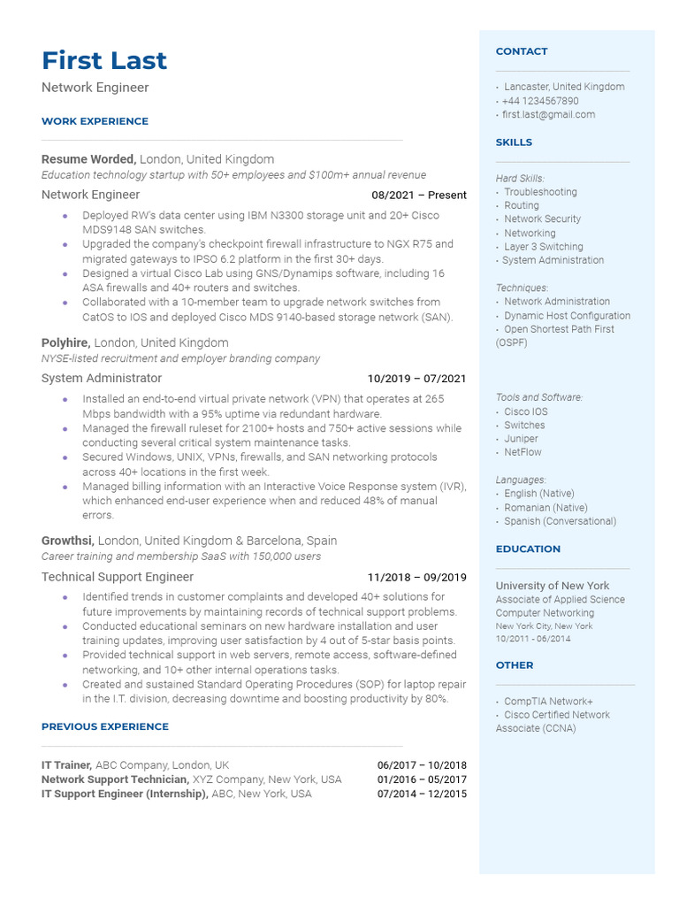 Network-Engineer2 - Template 18 | PDF | Computer Network | Virtual Private Network