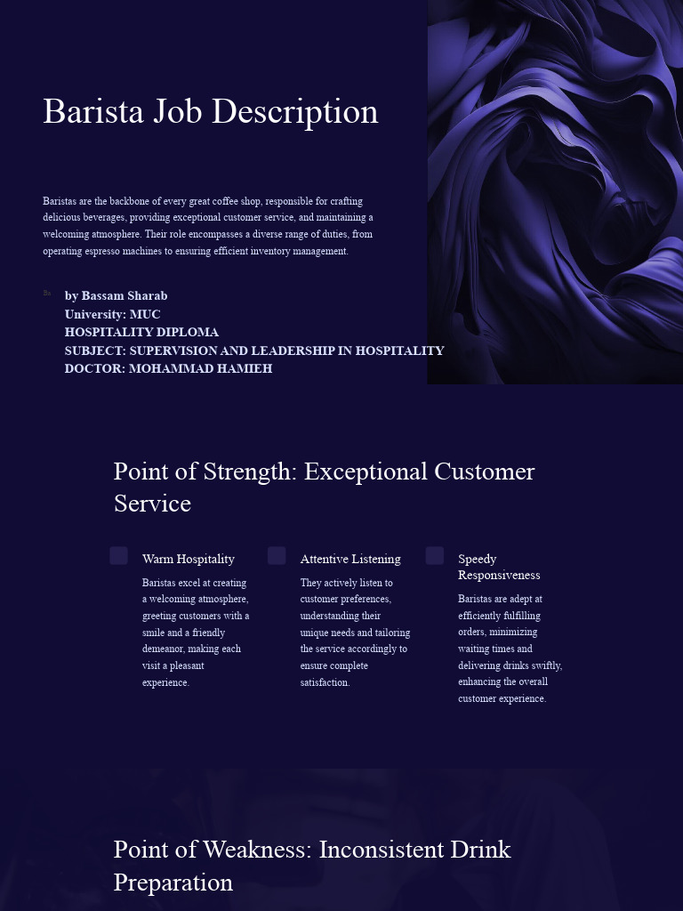 Barista Job Description | PDF