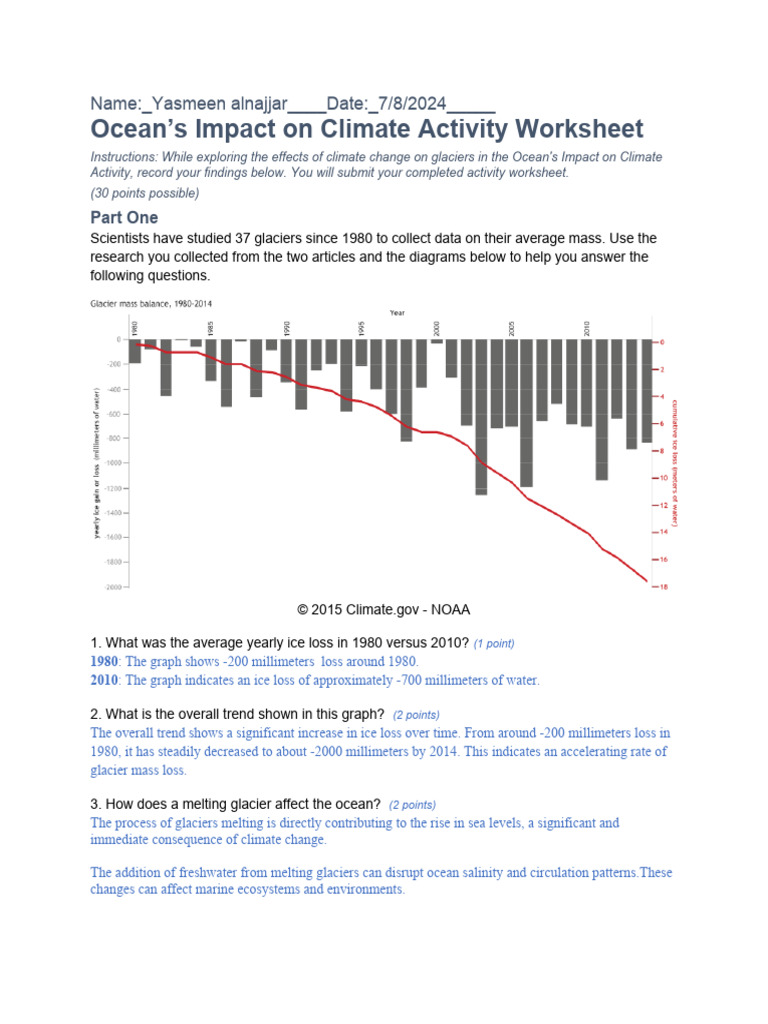 Ocean Climate Change Impact Worksheet | PDF | Oceans | Climate Change