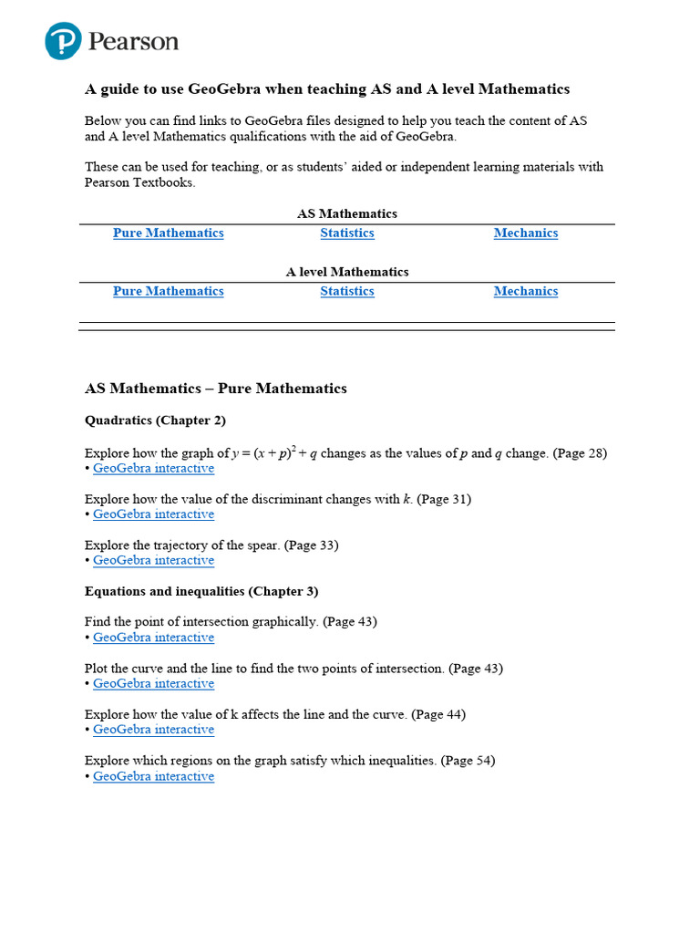 A Guide To Use Geogebra When Teaching As And A Level Mathematics V2