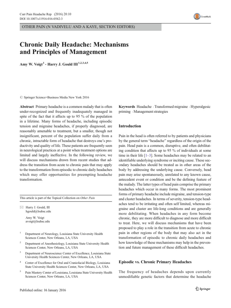 Chronic Daily Headache Management Insights | PDF | Headache | Migraine
