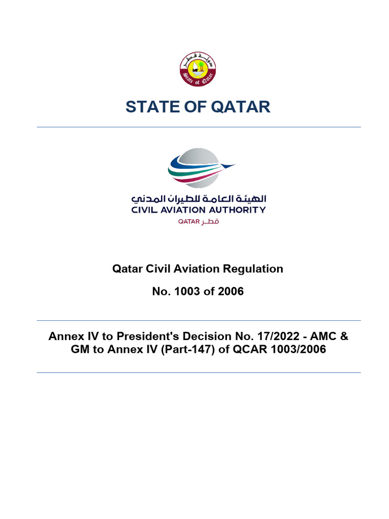 AMC and GM To Annex IV (Part-147) of QCAR 1003 - 2006 | PDF ...